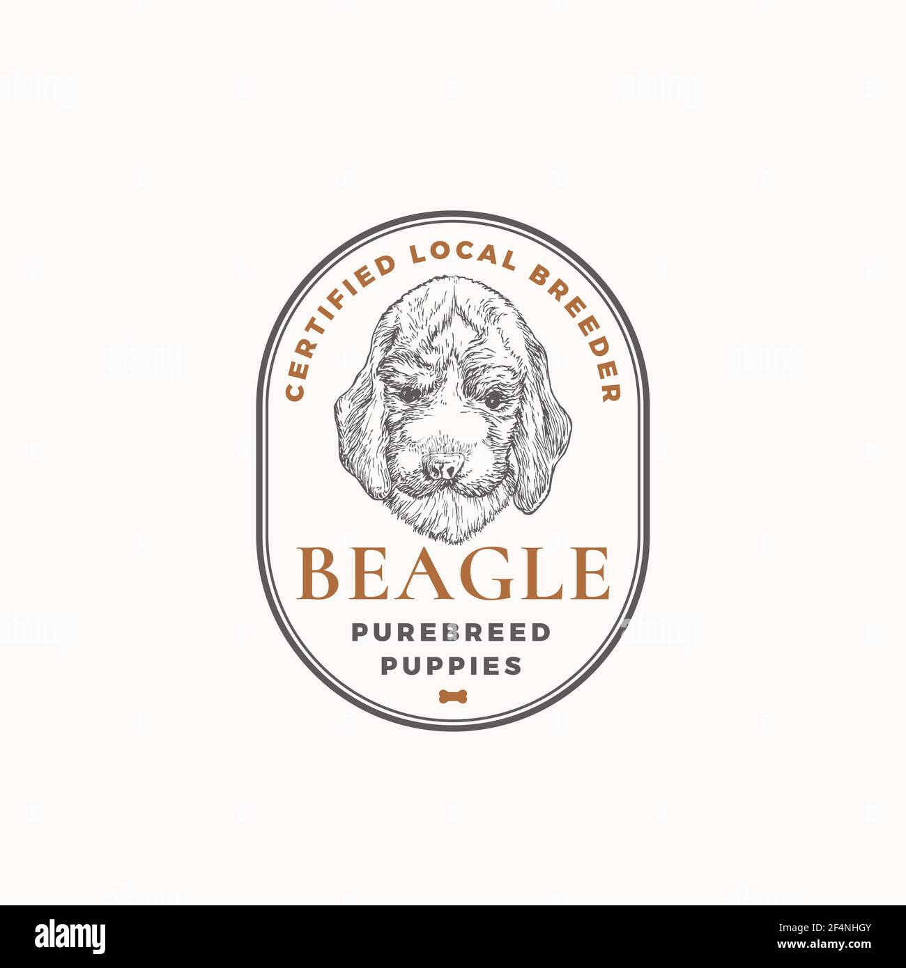 Certified Dog Breeder Frame Badge or Logo Template. Hand Drawn Beagle ...