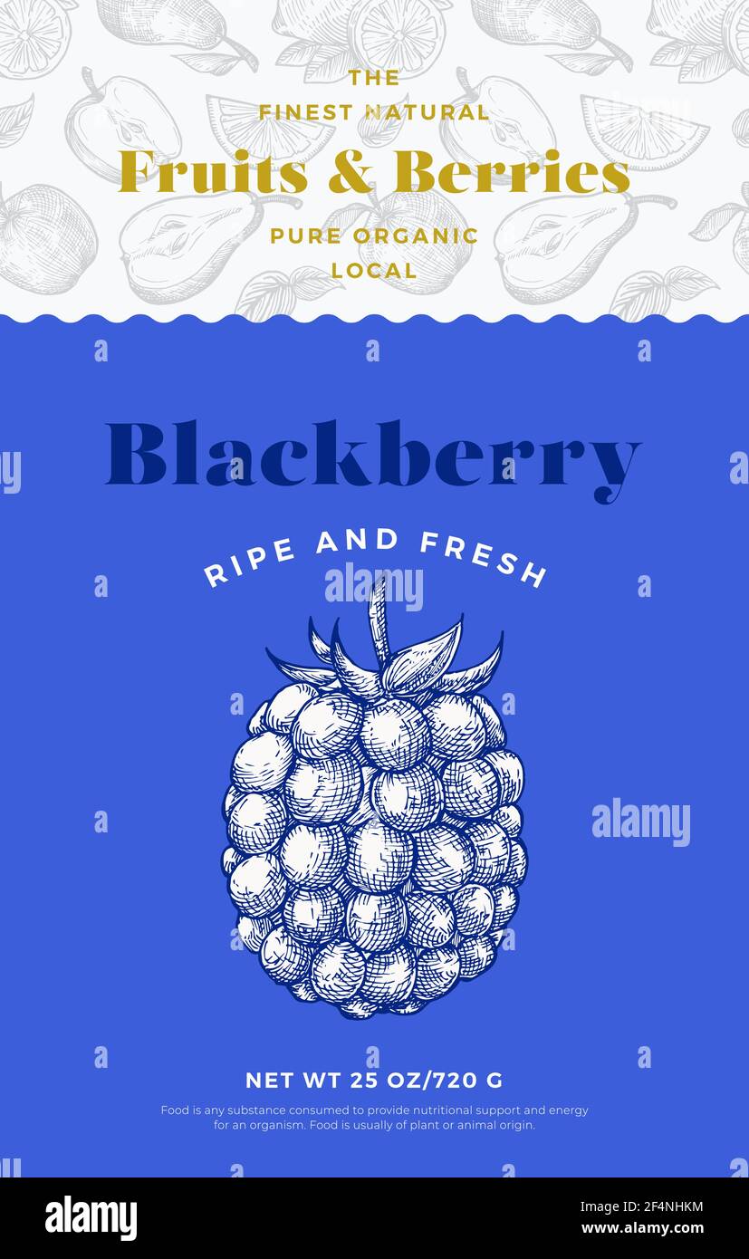 Fruits and Berries Pattern Label Template. Abstract Vector Packaging ...
