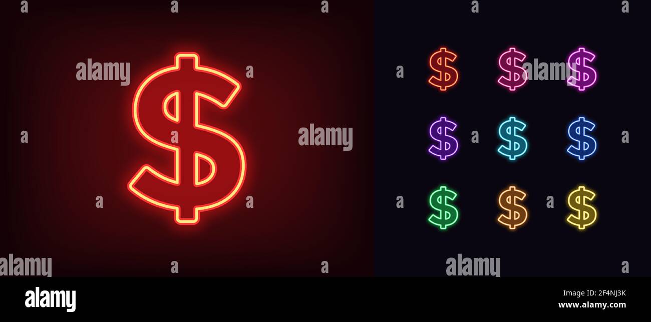 Neon dollar sign Stock Vector Images - Alamy