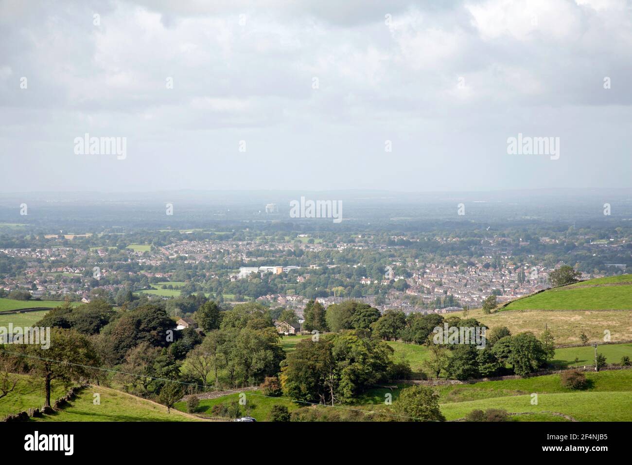 A view across the Cheshire Plain with Jodrell Bank Radio Telescope ...