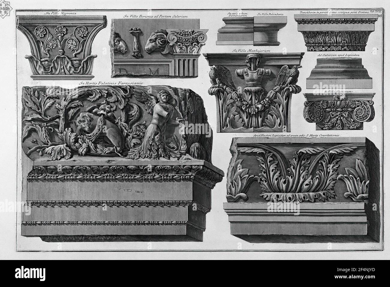 Giovanni Battista Piranesi - Capitals Friezes Farnese Gardens Roman ...