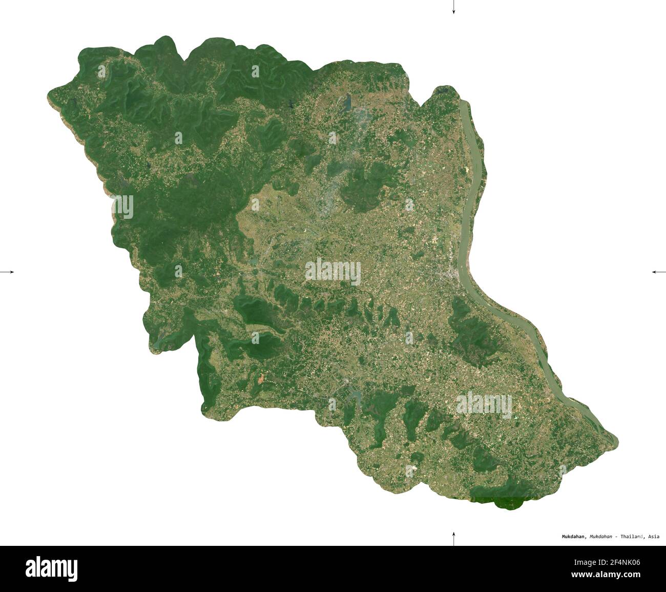Mukdahan, province of Thailand. Sentinel-2 satellite imagery. Shape ...