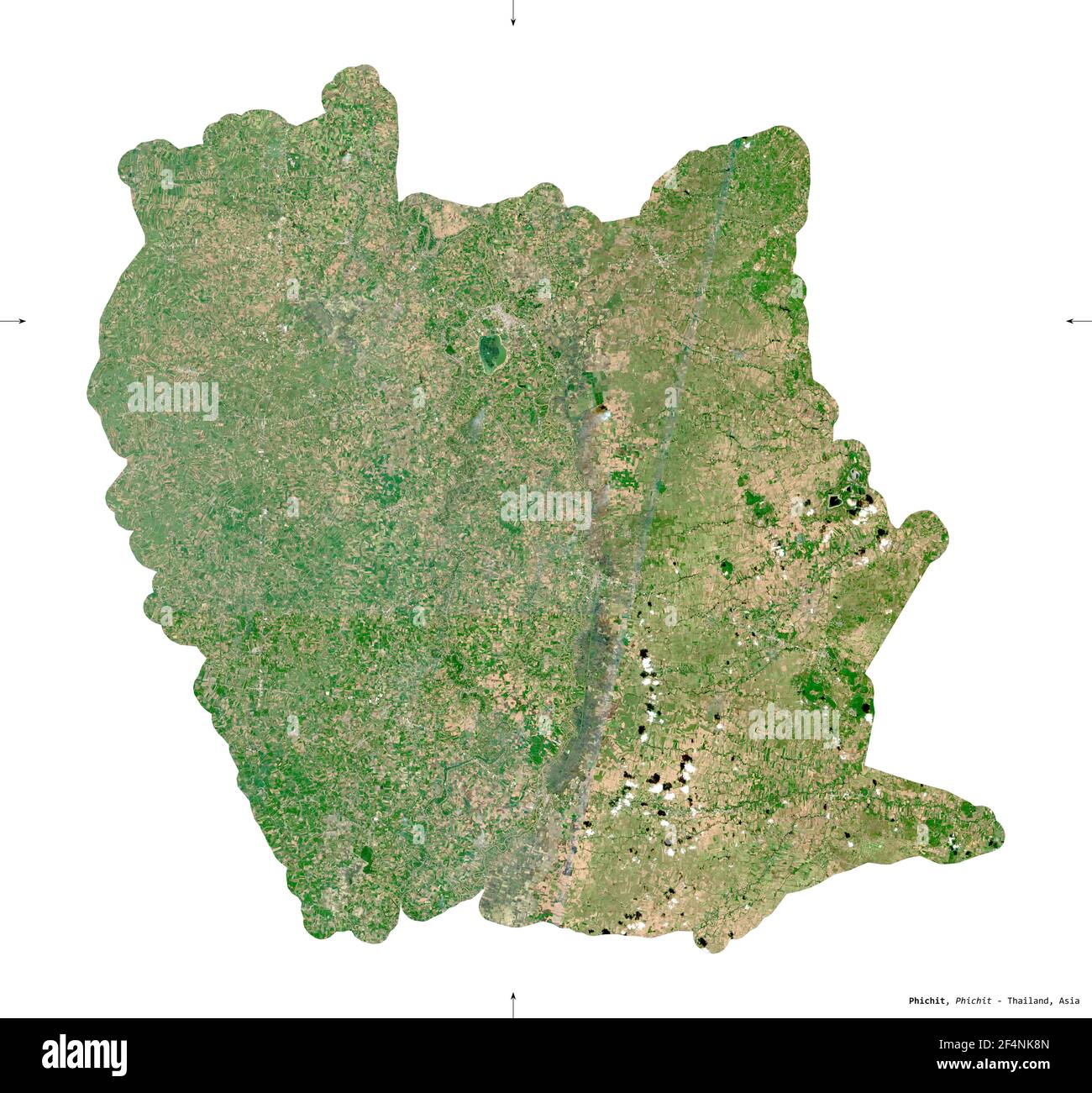 Phichit, province of Thailand. Sentinel-2 satellite imagery. Shape ...