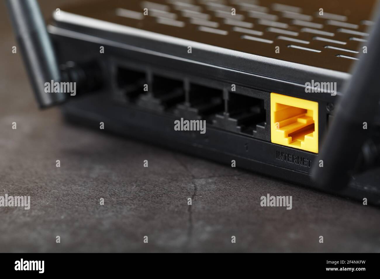 Yellow Internet connector for connection to the network, Wi-Fi router ...