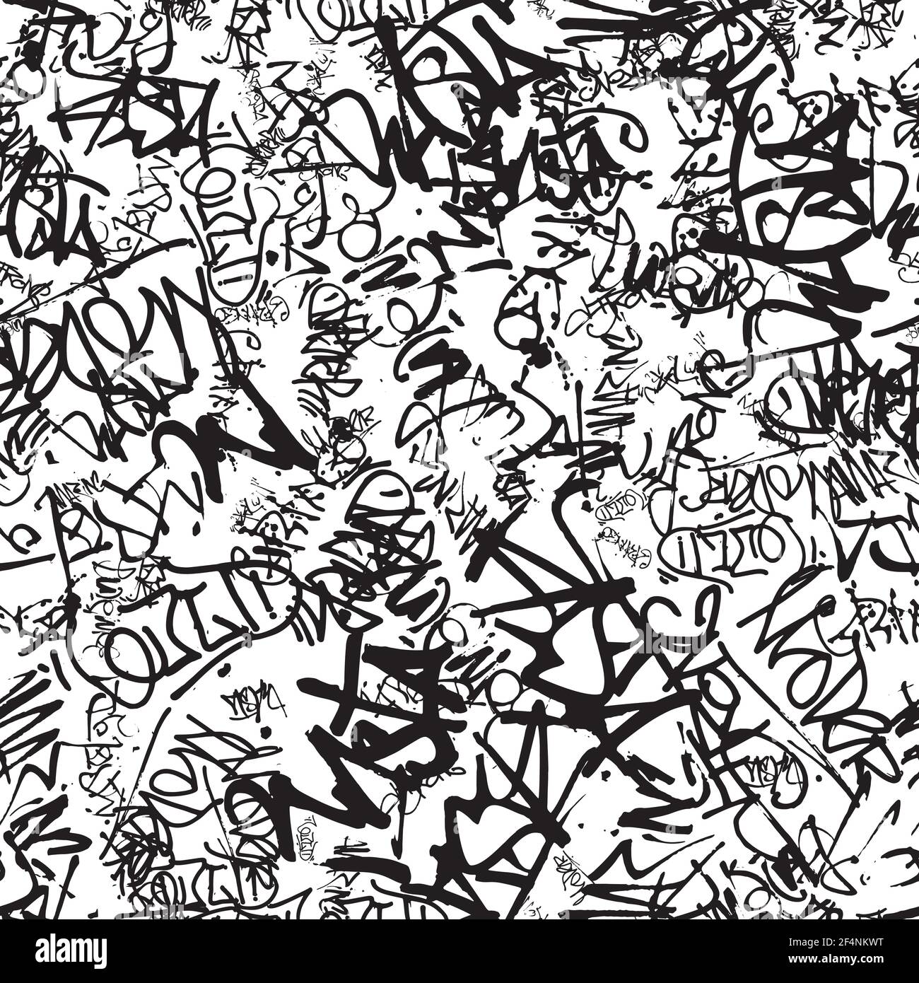 Vector graffiti seamless pattern with abstract tags, letters without ...