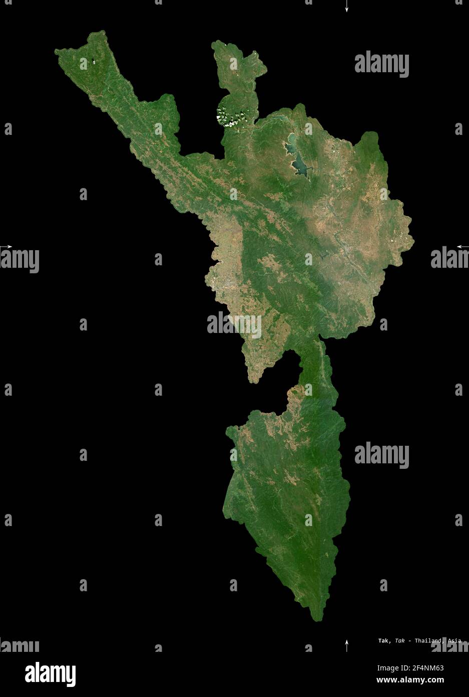 Tak, province of Thailand. Sentinel-2 satellite imagery. Shape isolated ...