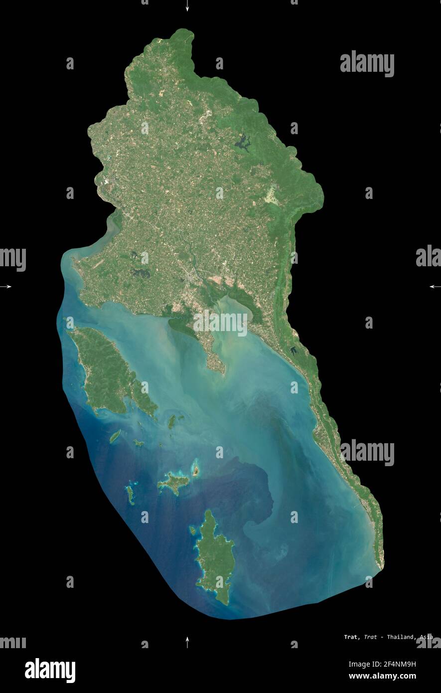 Trat, province of Thailand. Sentinel-2 satellite imagery. Shape ...