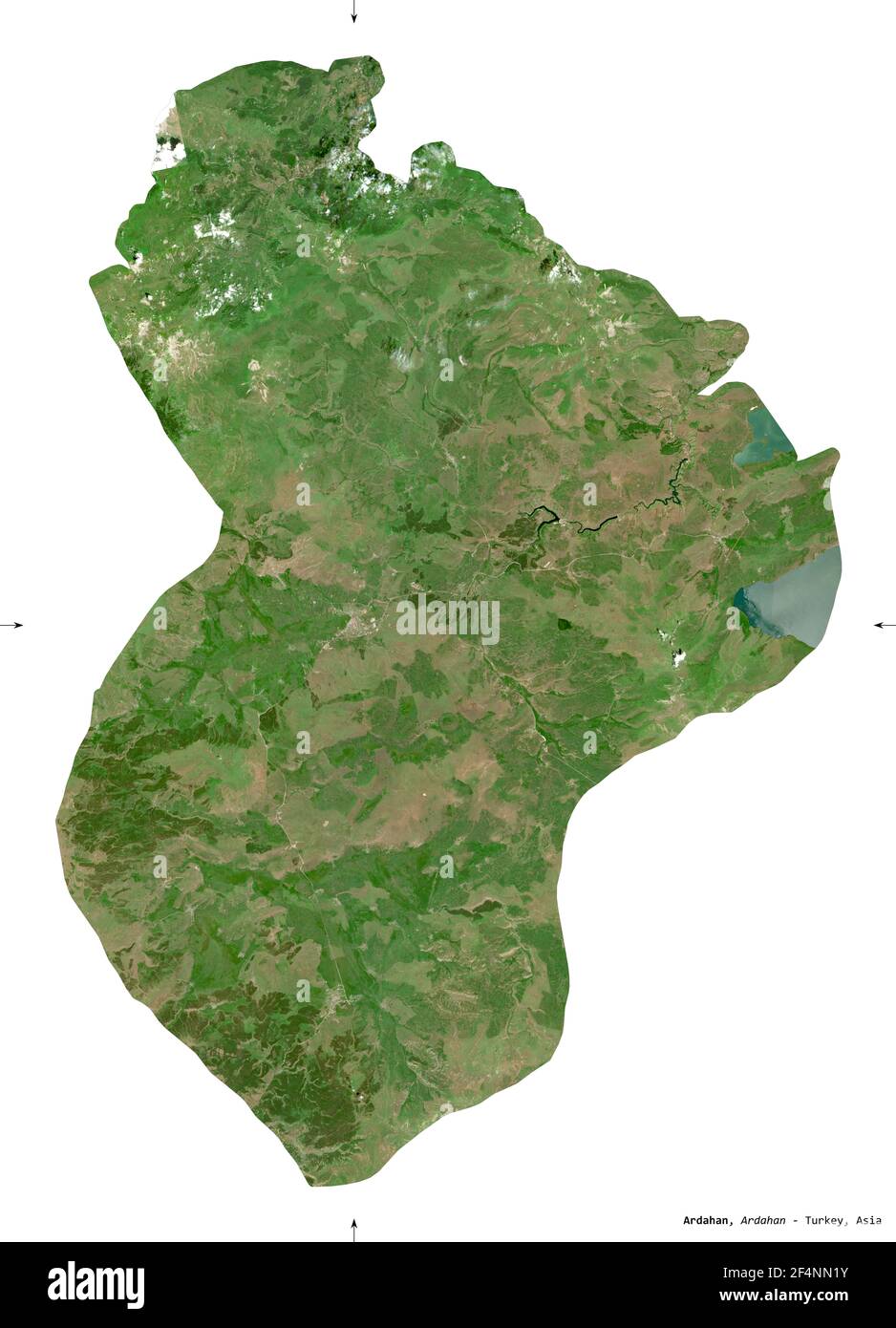 Ardahan, province of Turkey. Sentinel-2 satellite imagery. Shape ...