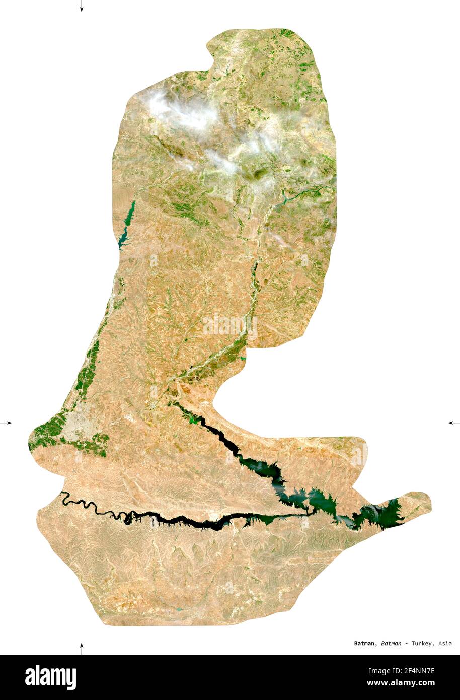 Batman, province of Turkey. Sentinel-2 satellite imagery. Shape ...