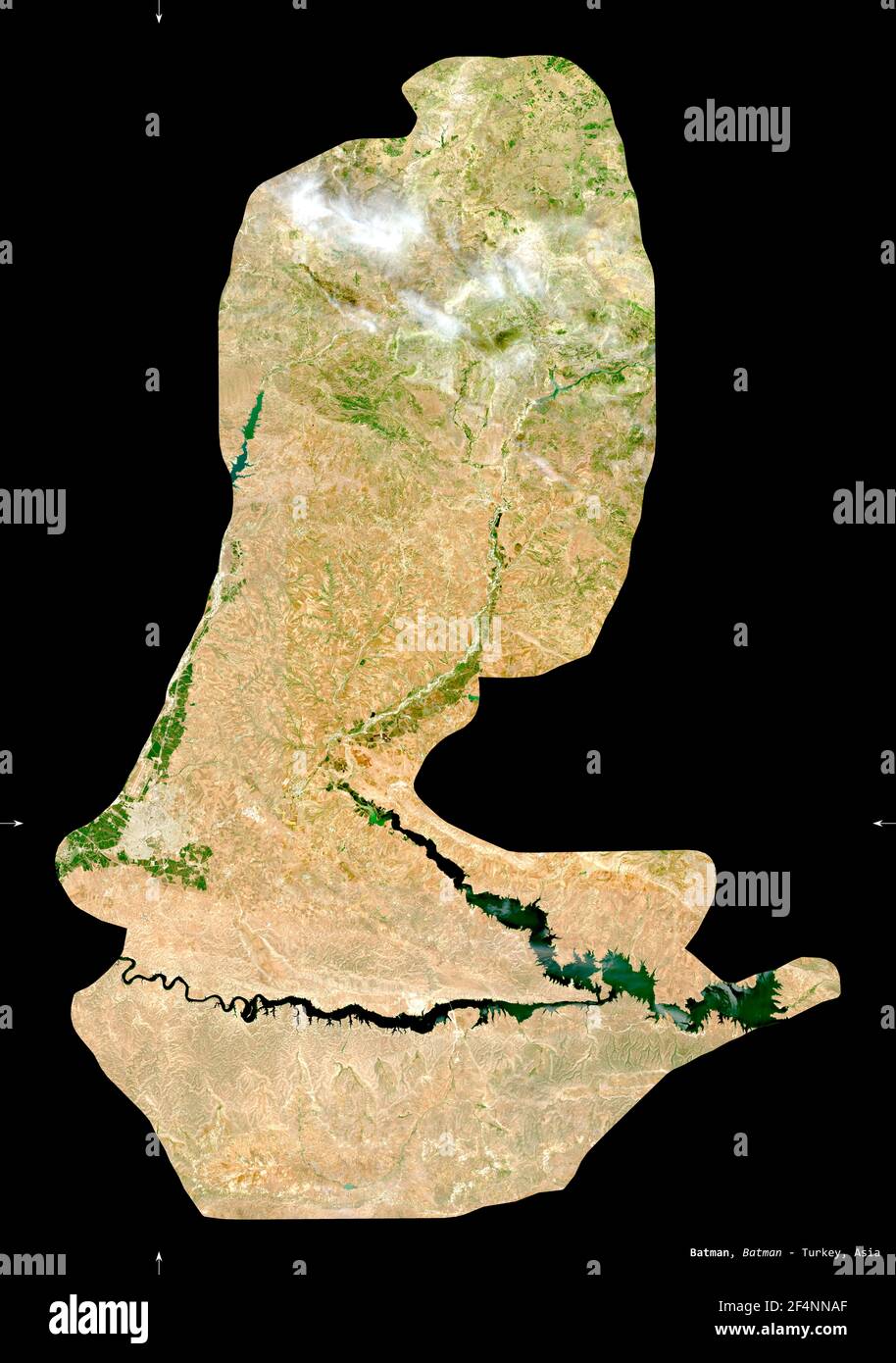 Batman, province of Turkey. Sentinel-2 satellite imagery. Shape ...