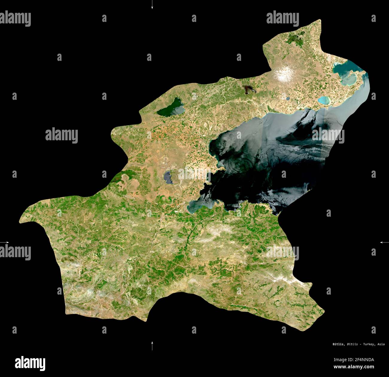 Bitlis, province of Turkey. Sentinel-2 satellite imagery. Shape ...