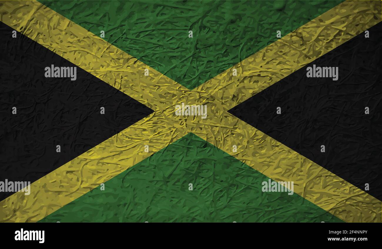 Jamaica flag with waving grunge texture. Vector background Stock Vector ...