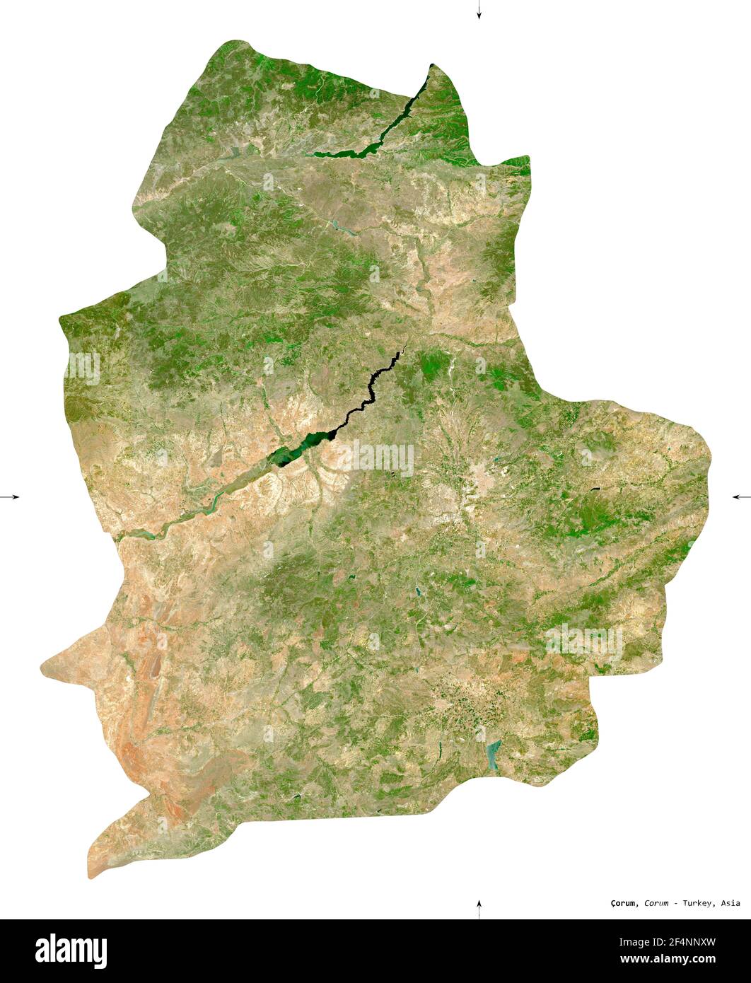 Corum, province of Turkey. Sentinel-2 satellite imagery. Shape isolated ...