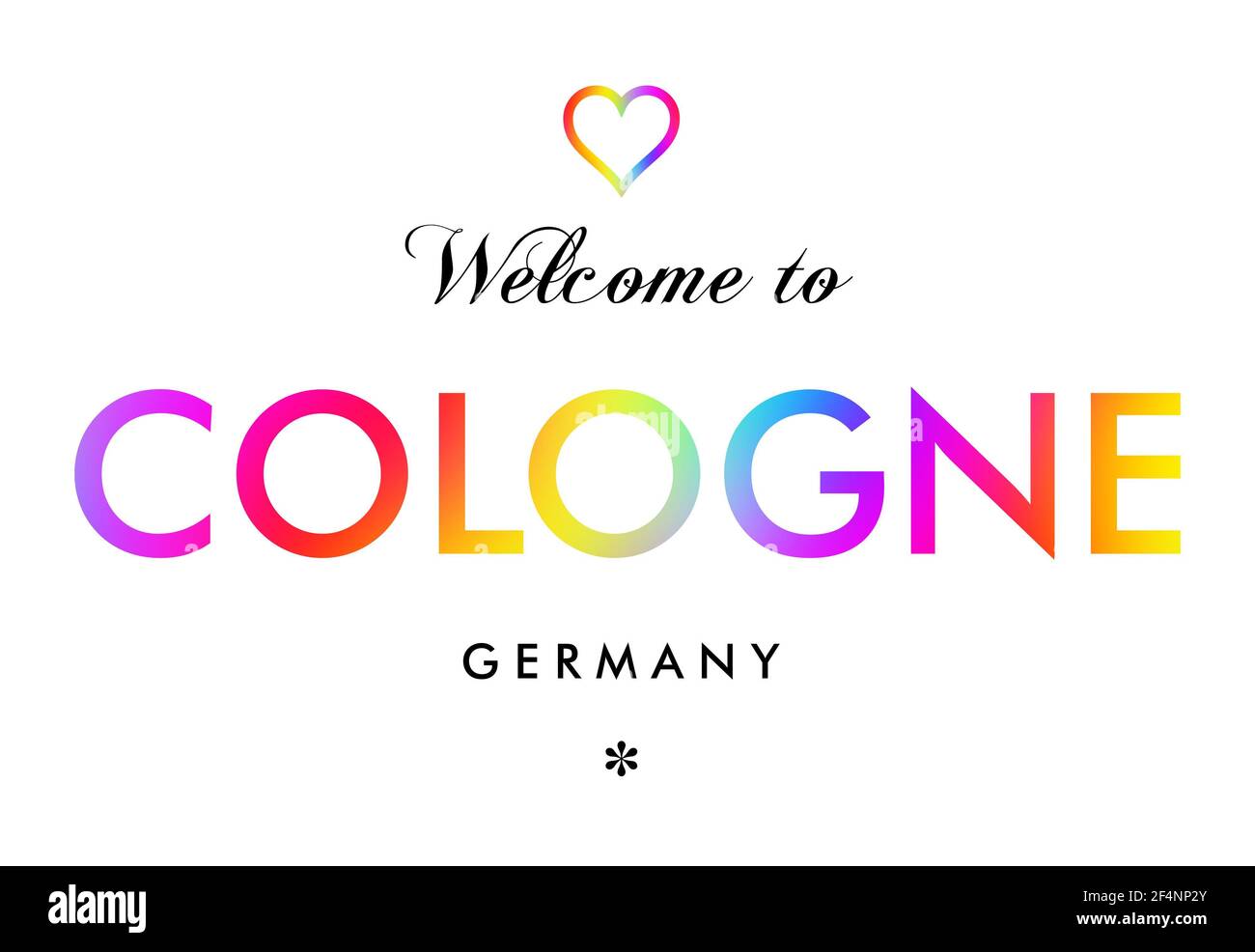 Welcome to Cologne Germany card and letter design in rainbow color ...