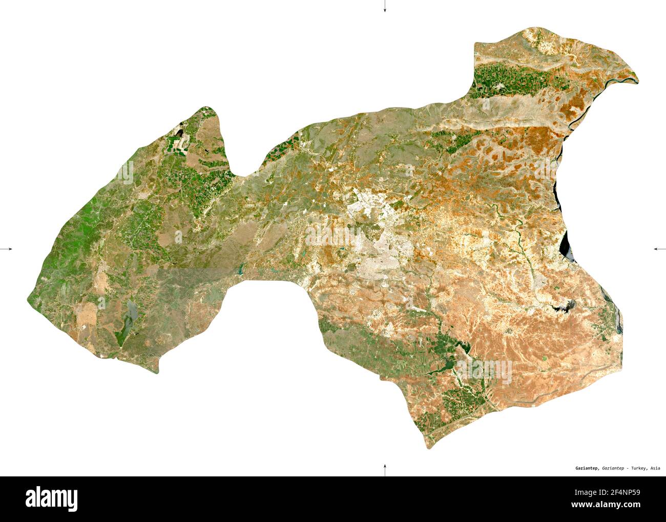 Gaziantep, province of Turkey. Sentinel-2 satellite imagery. Shape ...