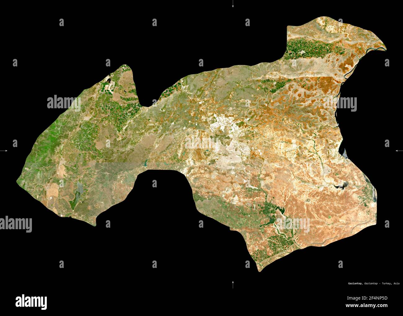 Gaziantep, province of Turkey. Sentinel-2 satellite imagery. Shape ...