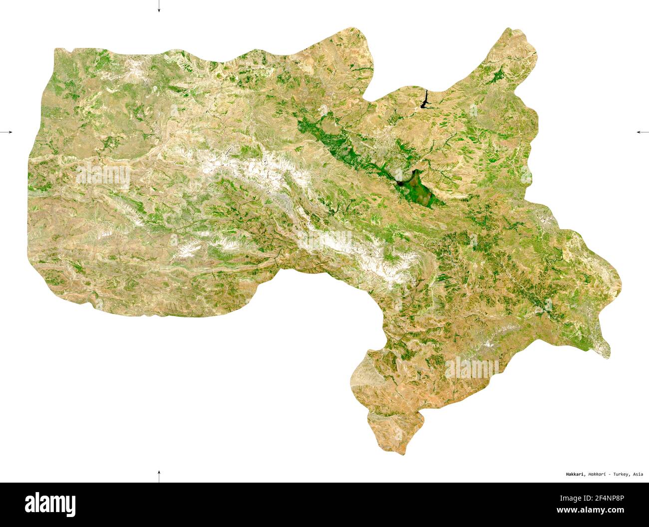 Hakkari, province of Turkey. Sentinel-2 satellite imagery. Shape ...