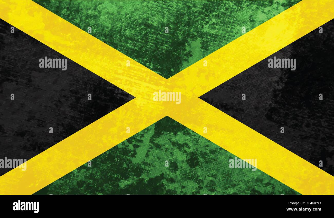 Jamaica flag with waving grunge texture. Vector background Stock Vector ...