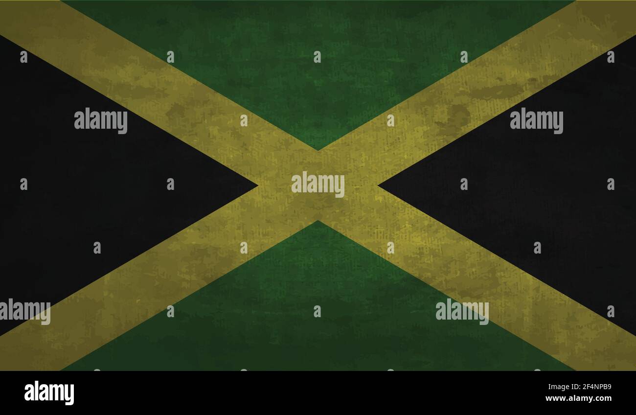 Jamaica flag with waving grunge texture. Vector background Stock Vector ...