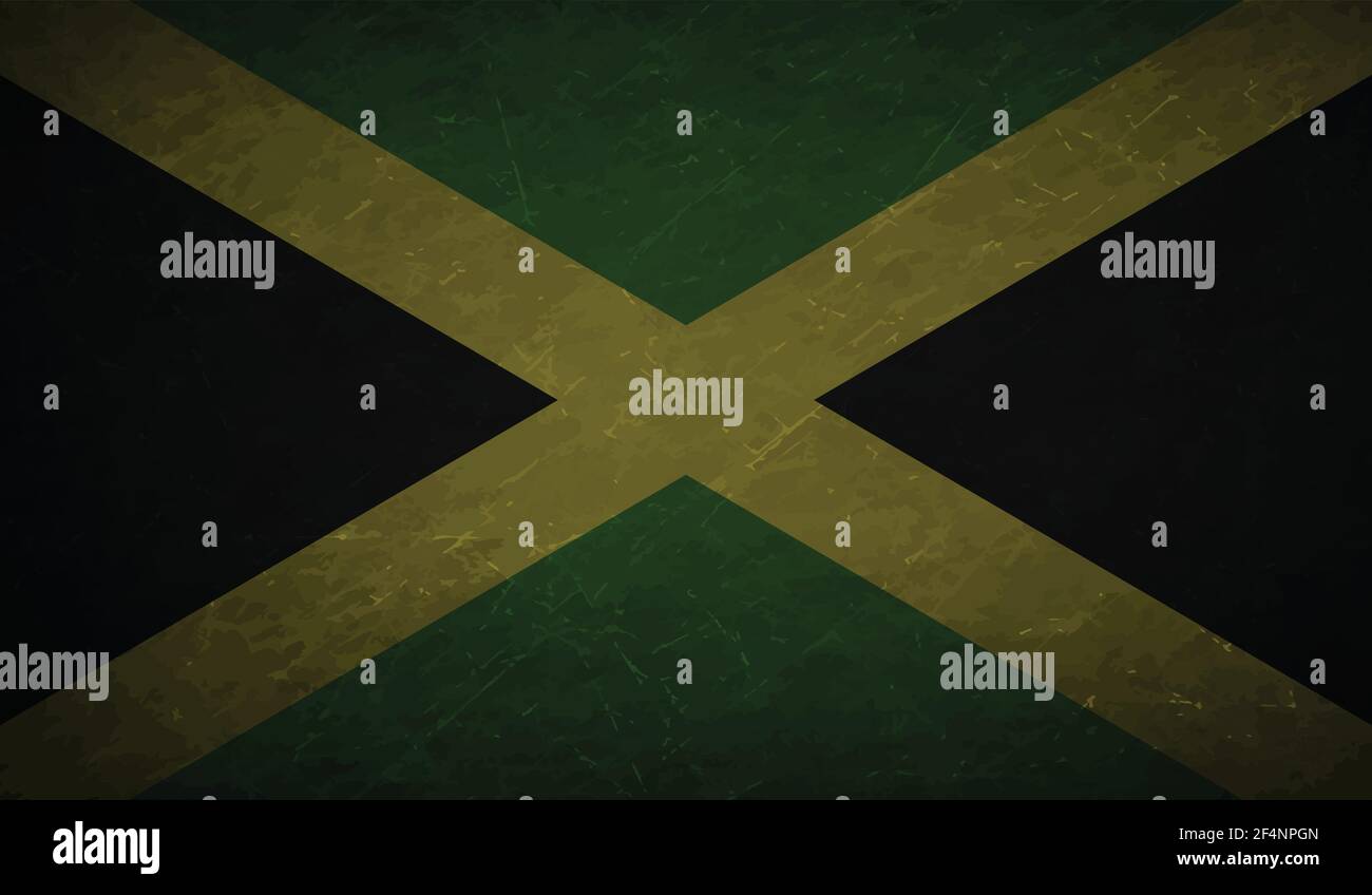 Jamaica flag with waving grunge texture. Vector background Stock Vector ...