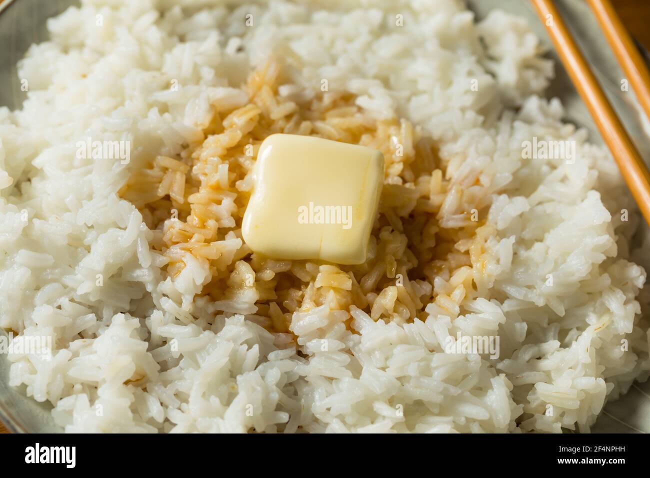 Homemade Japanese Butter Rice with Soy Sauce Stock Photo - Alamy