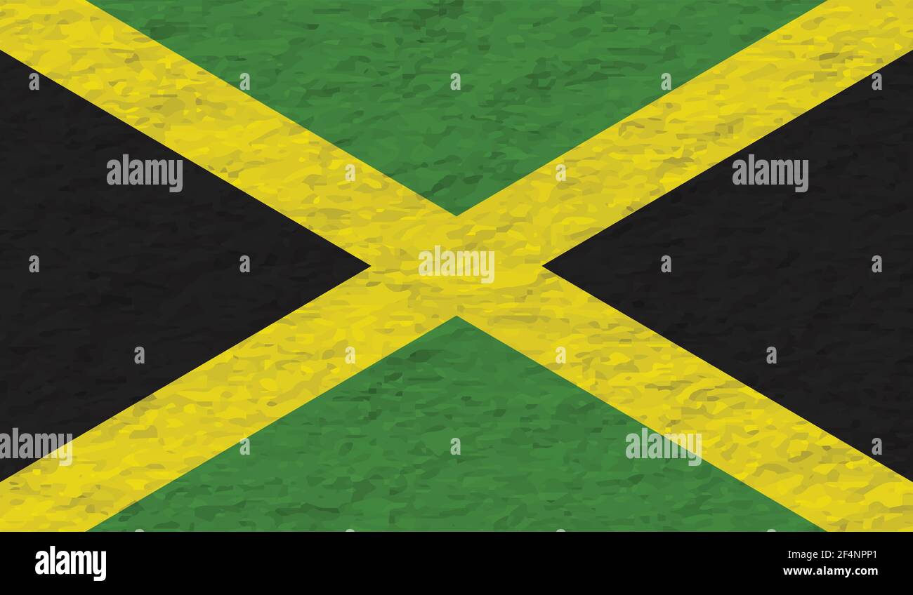 Jamaica flag with waving grunge texture. Vector background Stock Vector ...