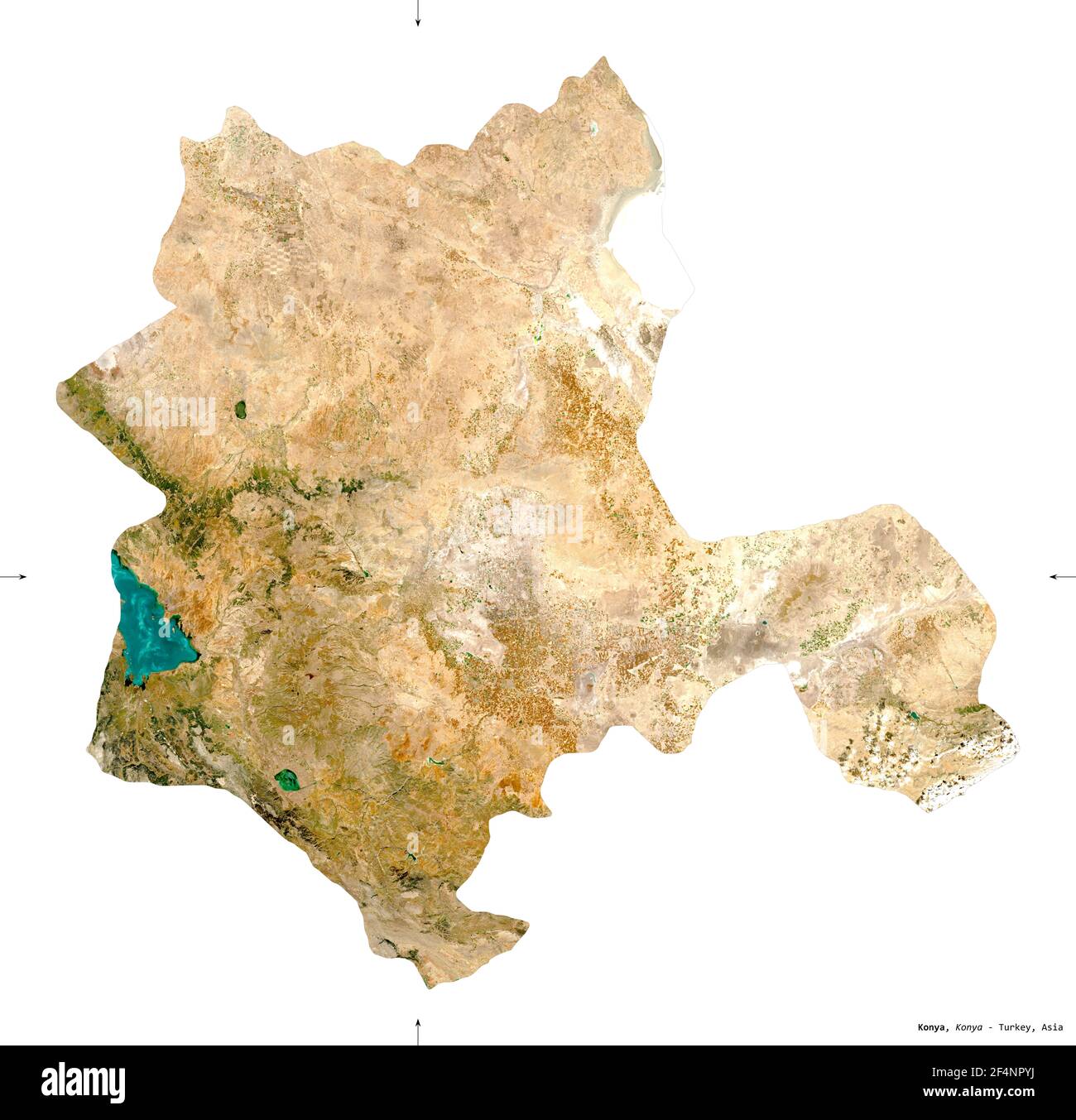 Konya, province of Turkey. Sentinel-2 satellite imagery. Shape isolated ...