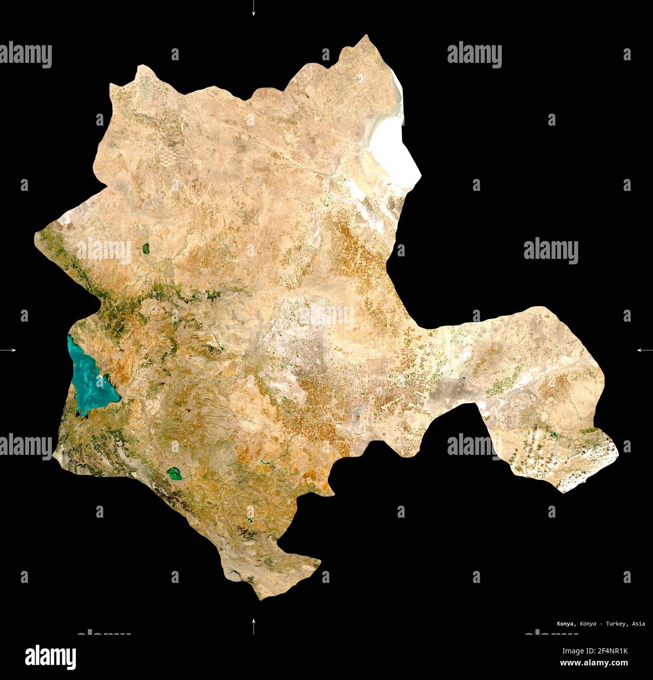 Konya, province of Turkey. Sentinel-2 satellite imagery. Shape isolated ...