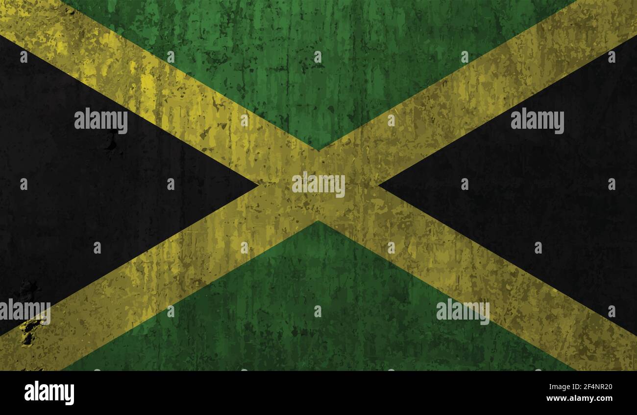 Jamaica flag with waving grunge texture. Vector background Stock Vector ...