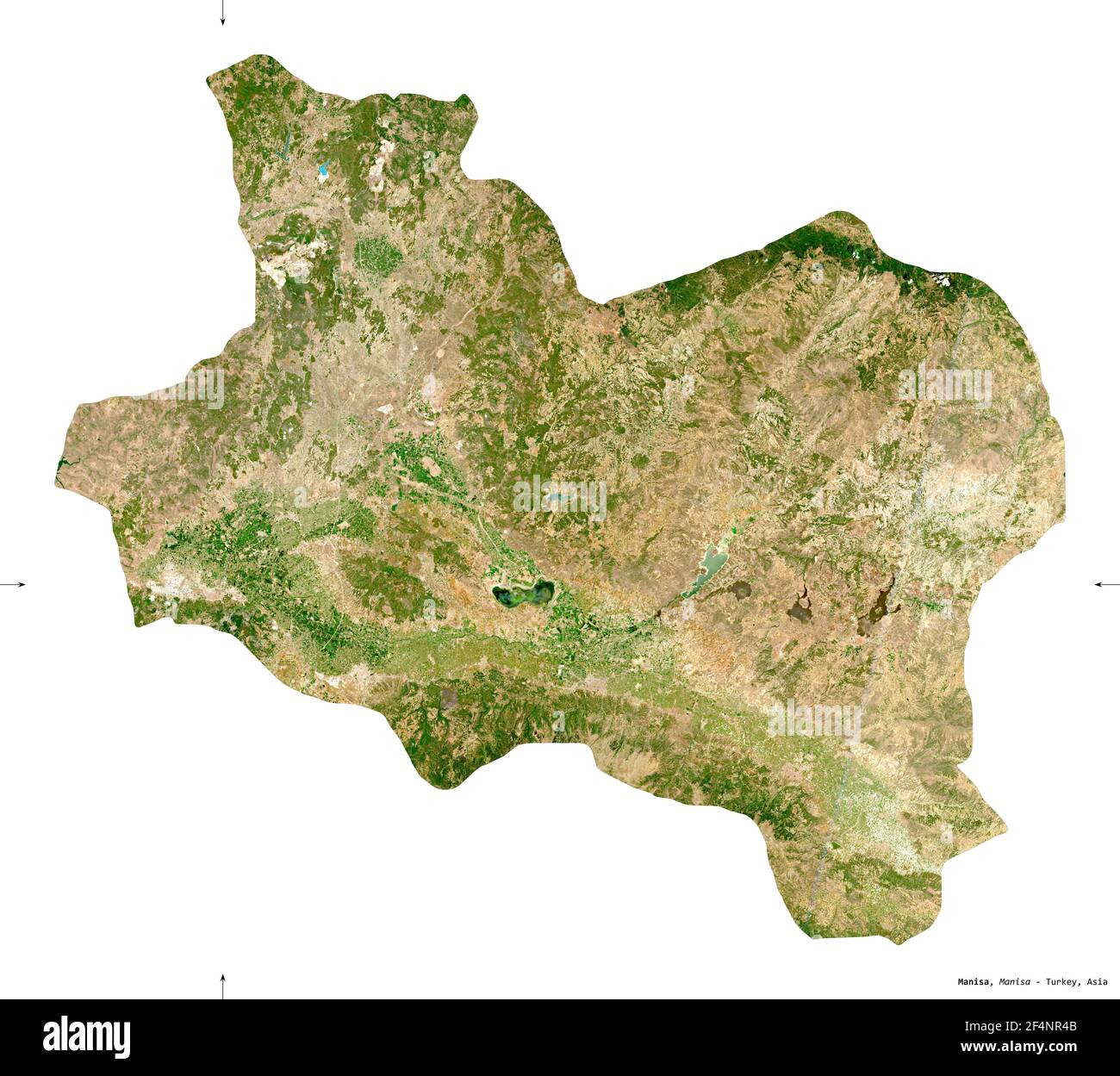 Manisa, province of Turkey. Sentinel-2 satellite imagery. Shape ...