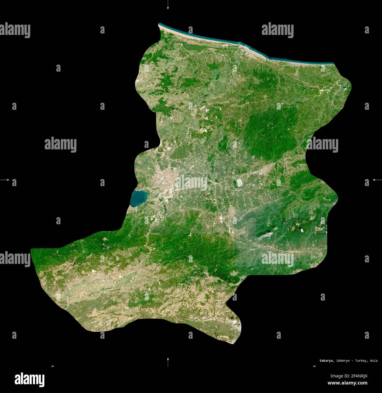 Sakarya, province of Turkey. Sentinel-2 satellite imagery. Shape ...