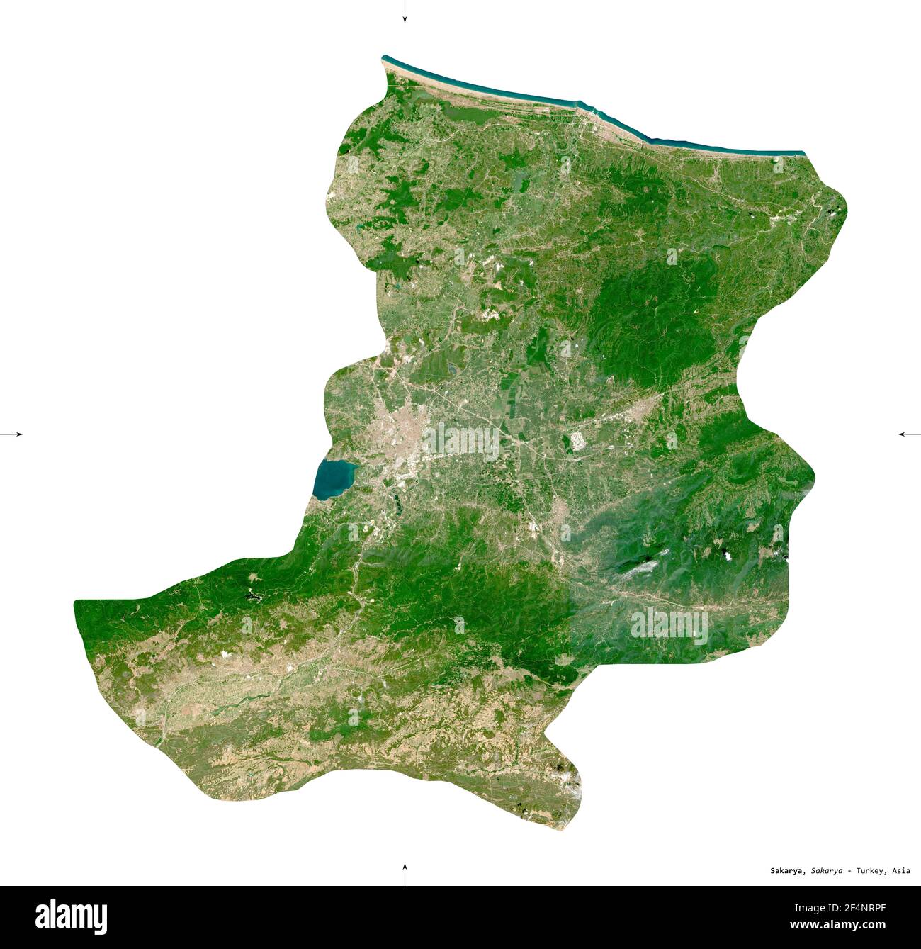 Sakarya, province of Turkey. Sentinel-2 satellite imagery. Shape ...