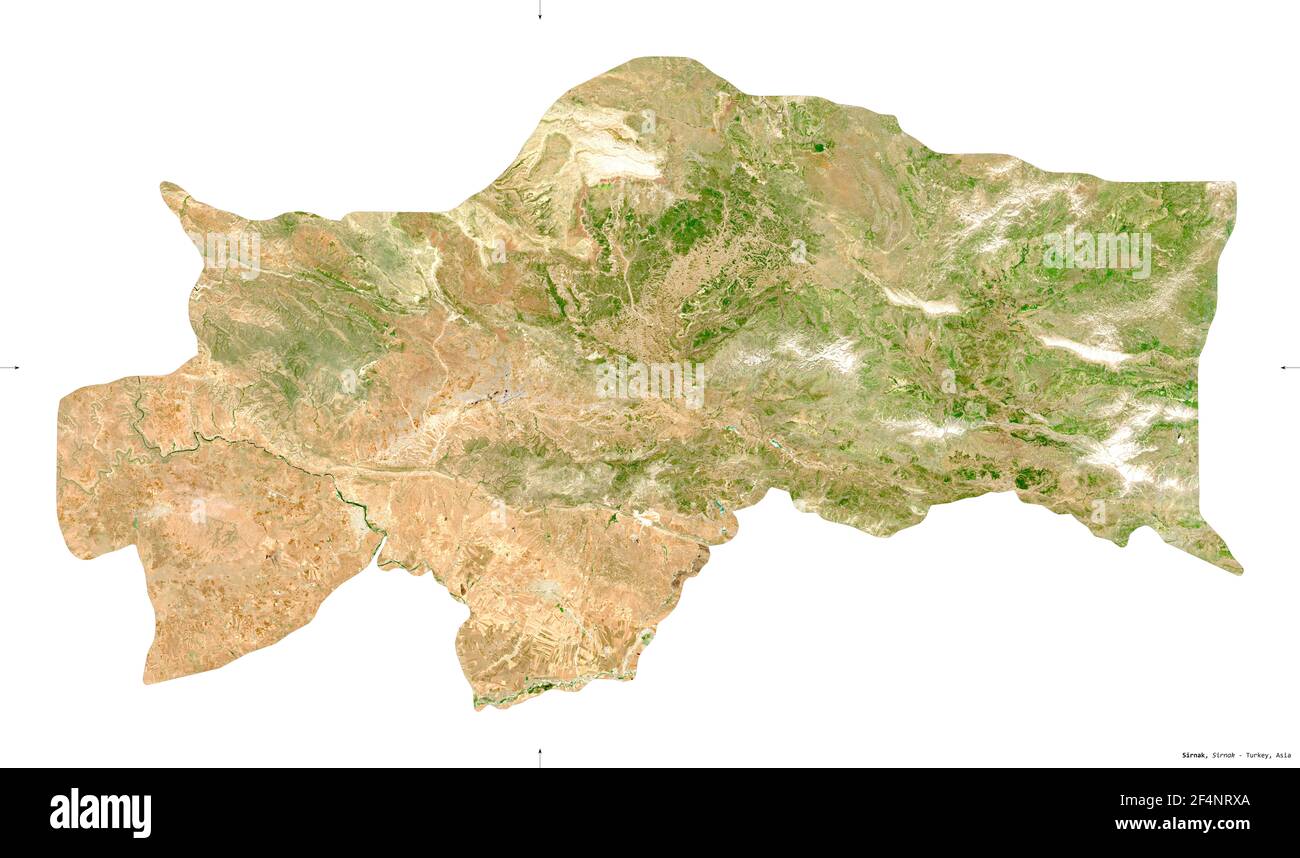 Sirnak, province of Turkey. Sentinel-2 satellite imagery. Shape ...