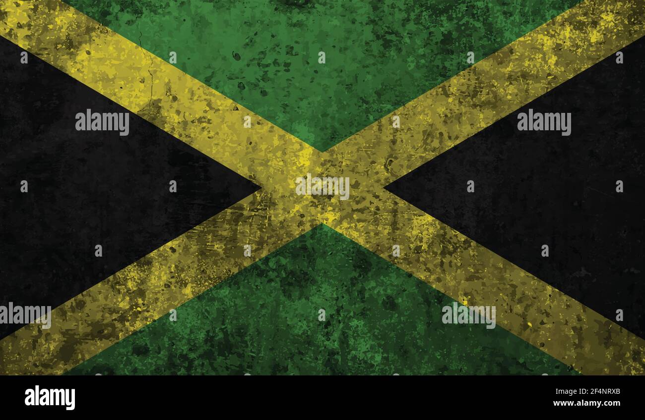 Jamaica flag with waving grunge texture. Vector background Stock Vector ...