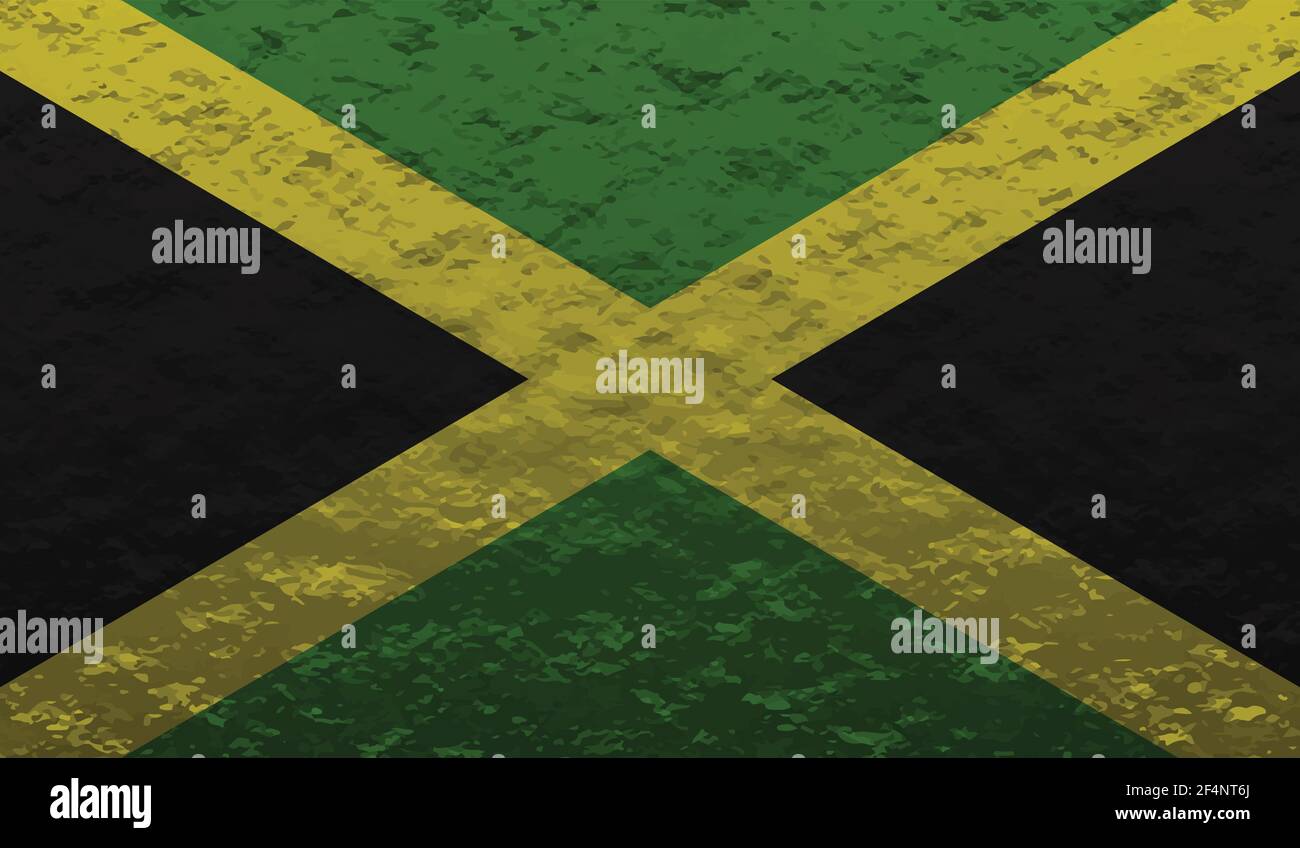 Jamaica flag with waving grunge texture. Vector background Stock Vector ...