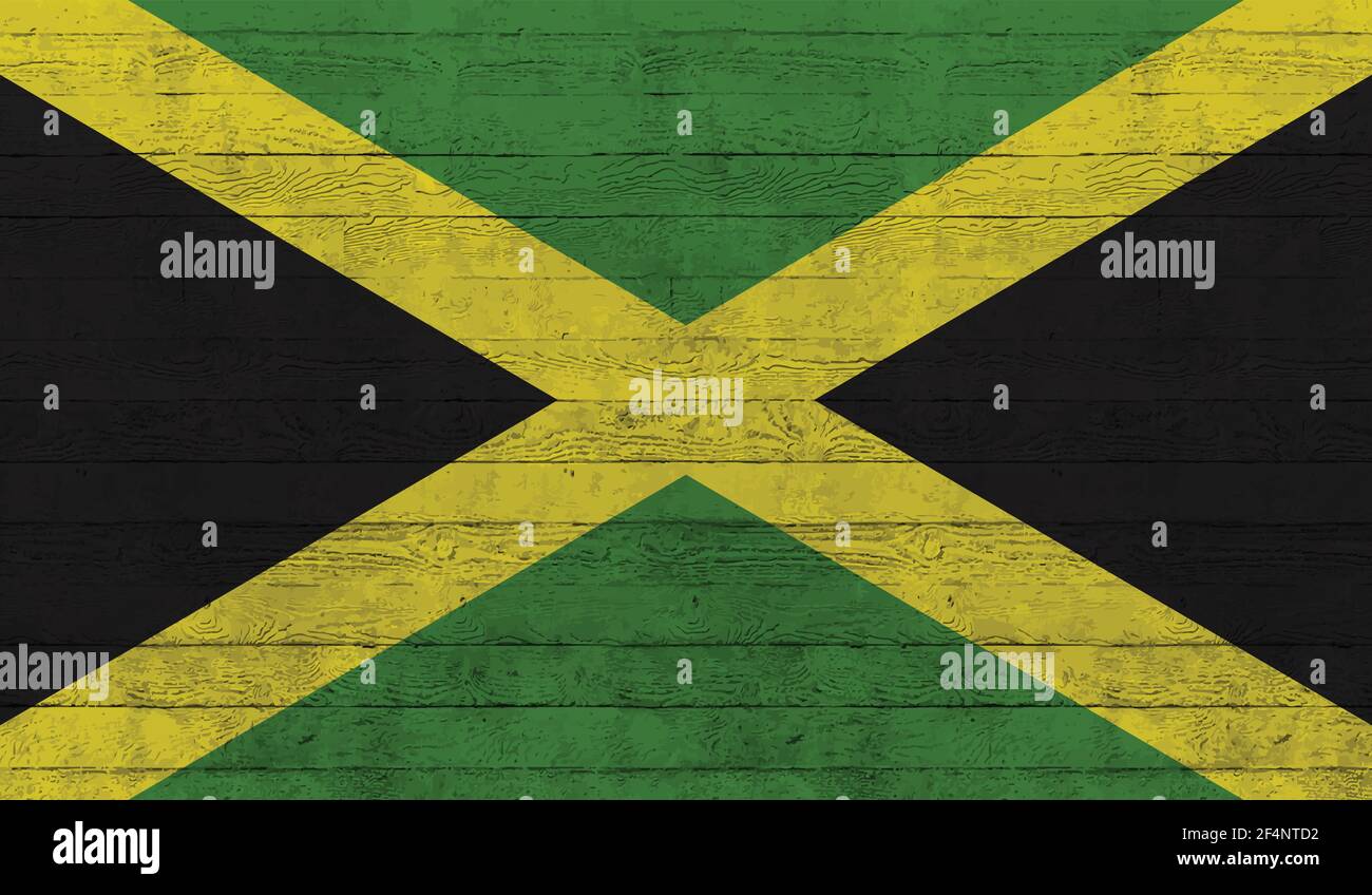 Jamaica flag with waving grunge texture. Vector background Stock Vector ...