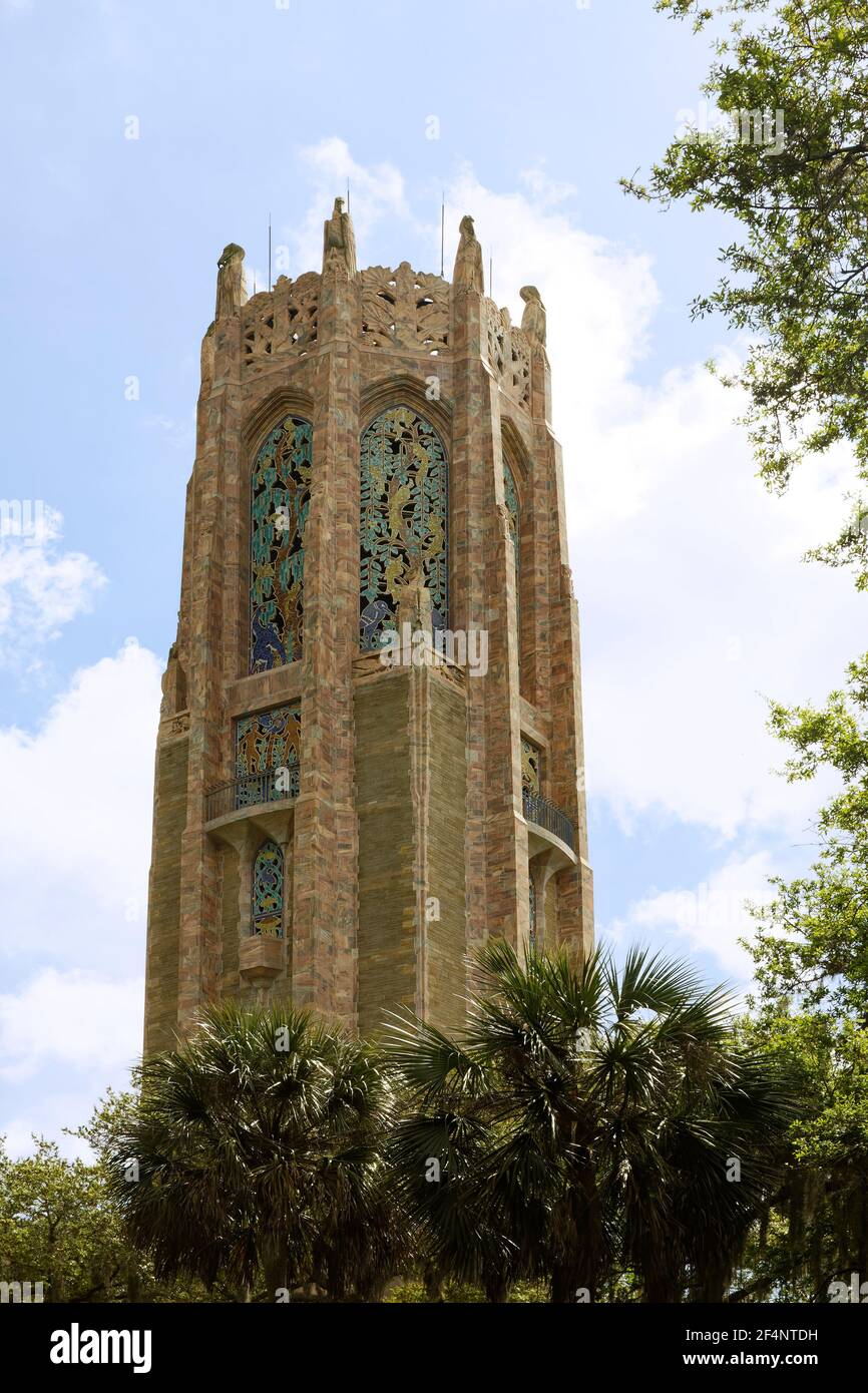 Carillon, Singing Tower, bell tower, coquina stone, marble, sculpted ...