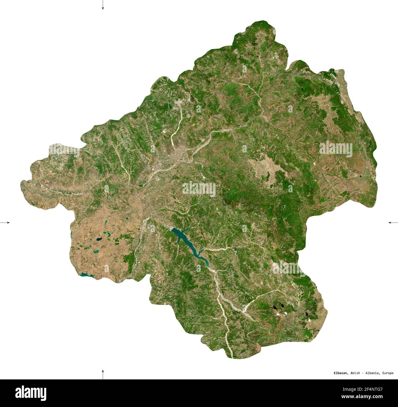 Elbasan, county of Albania. Sentinel-2 satellite imagery. Shape ...