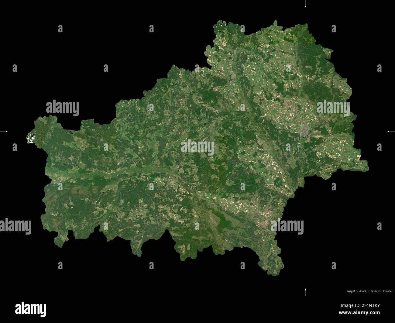 Homyel', region of Belarus. Sentinel-2 satellite imagery. Shape ...