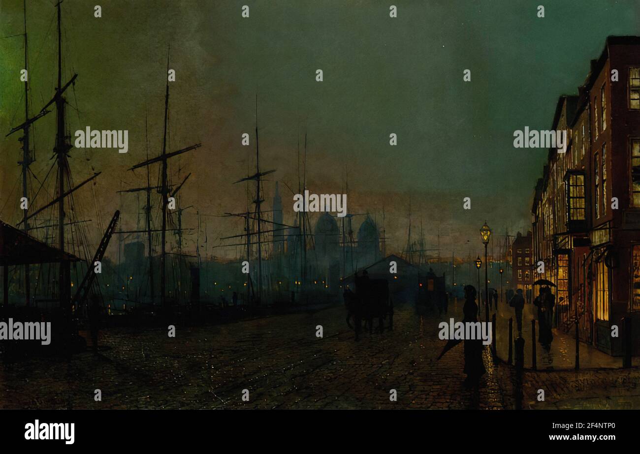 Humber Dockside, Hull, 1881 - John Atkinson Grimshaw - Framed art Print