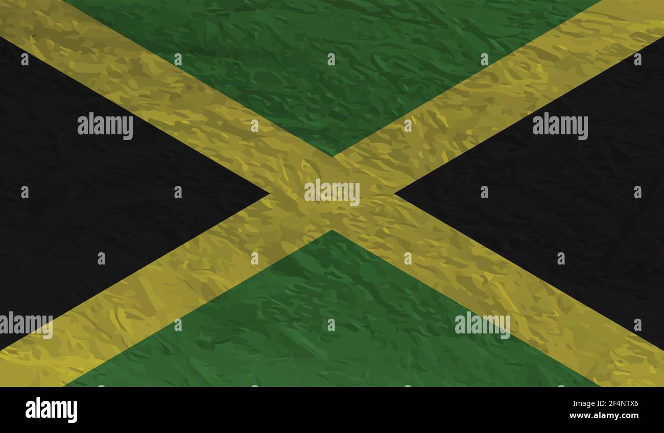 Jamaica flag with waving grunge texture. Vector background Stock Vector ...