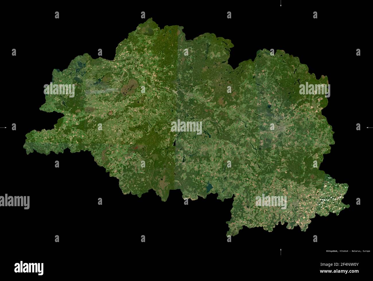 Vitsyebsk, region of Belarus. Sentinel-2 satellite imagery. Shape ...