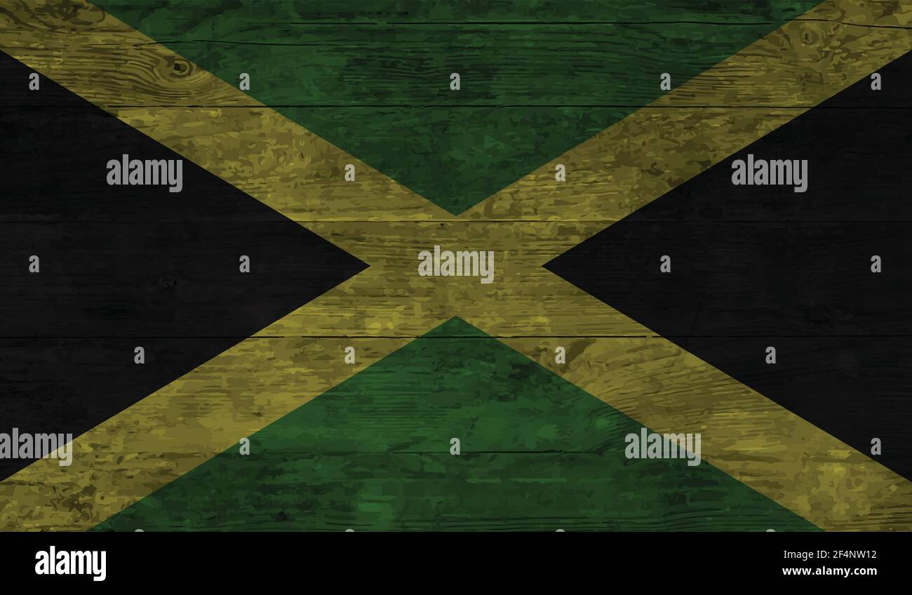 Jamaica flag with waving grunge texture. Vector background Stock Vector ...