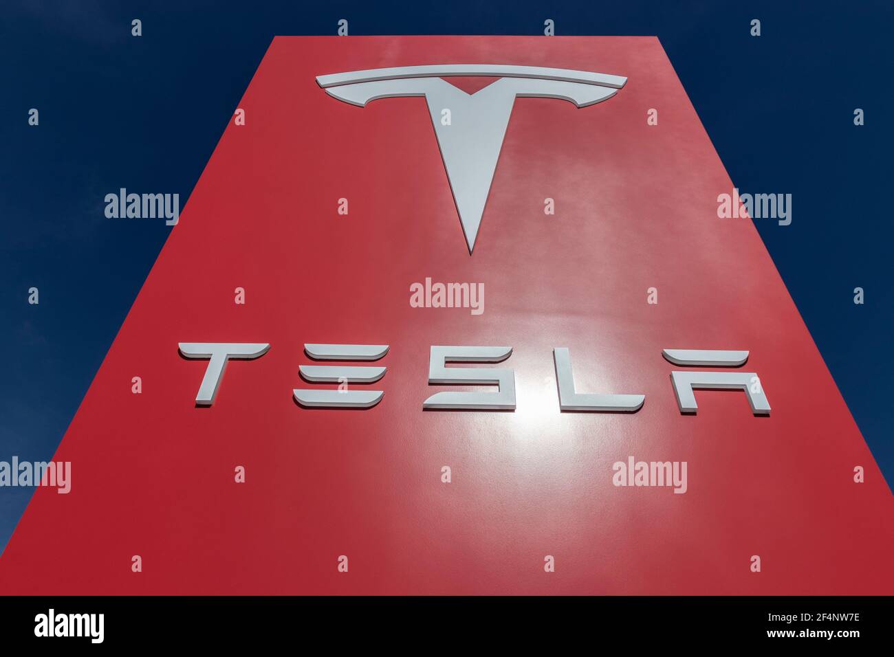 Indianapolis - Circa March 2021: Tesla electric vehicles logo. Tesla ...