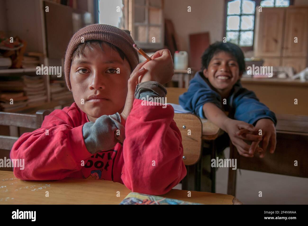 Chaco Province. Argentine. 15-01-2019. Portrait of an indigenous boy ...