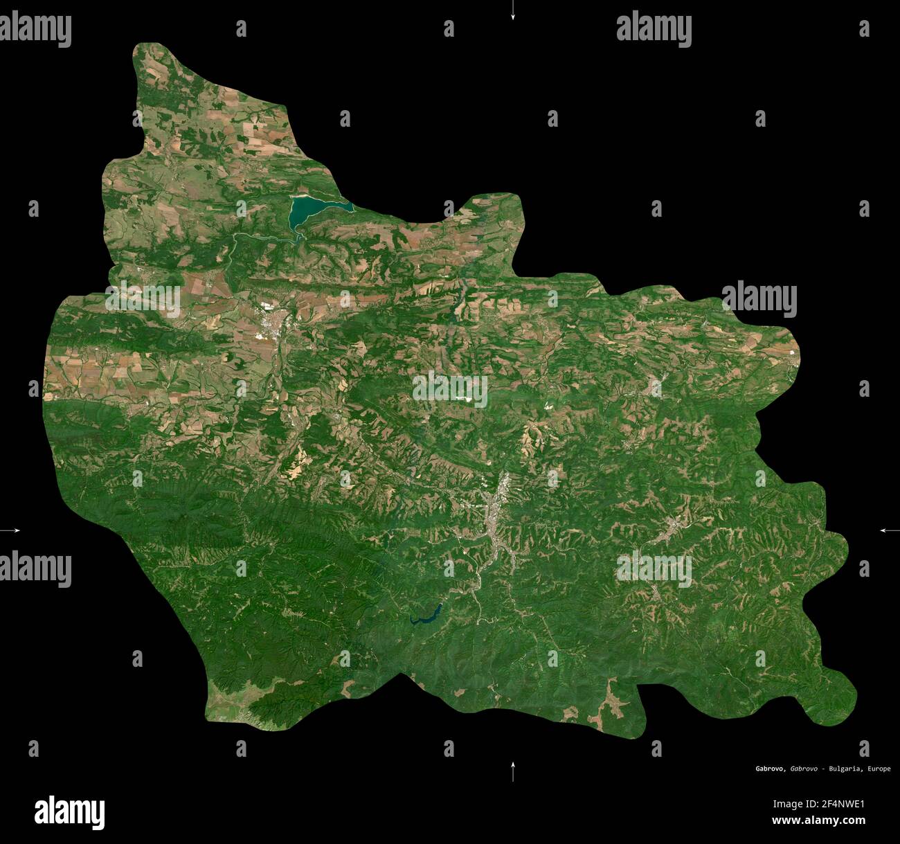 Gabrovo, province of Bulgaria. Sentinel-2 satellite imagery. Shape ...