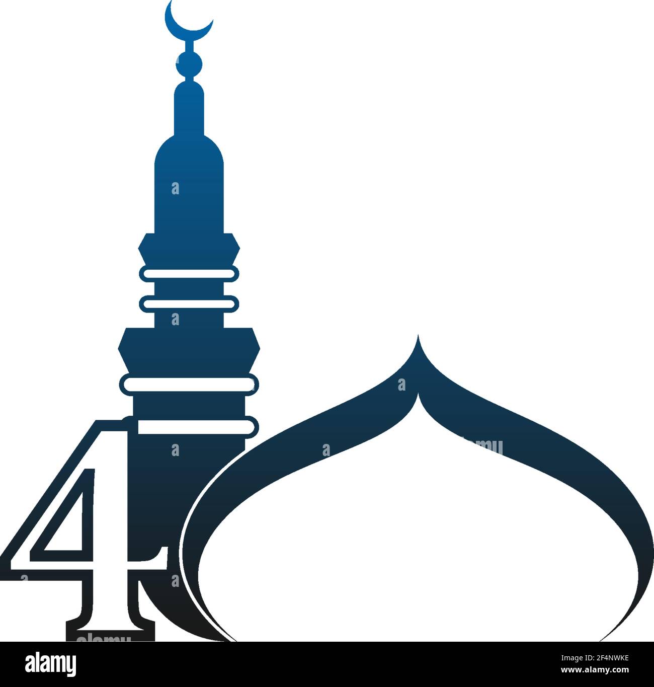 Number 4 logo icon with mosque design illustration vector Stock Vector ...