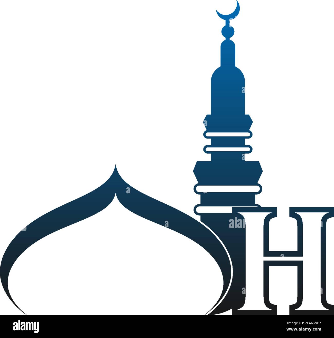 Letter H logo icon with mosque design illustration vector Stock Vector ...
