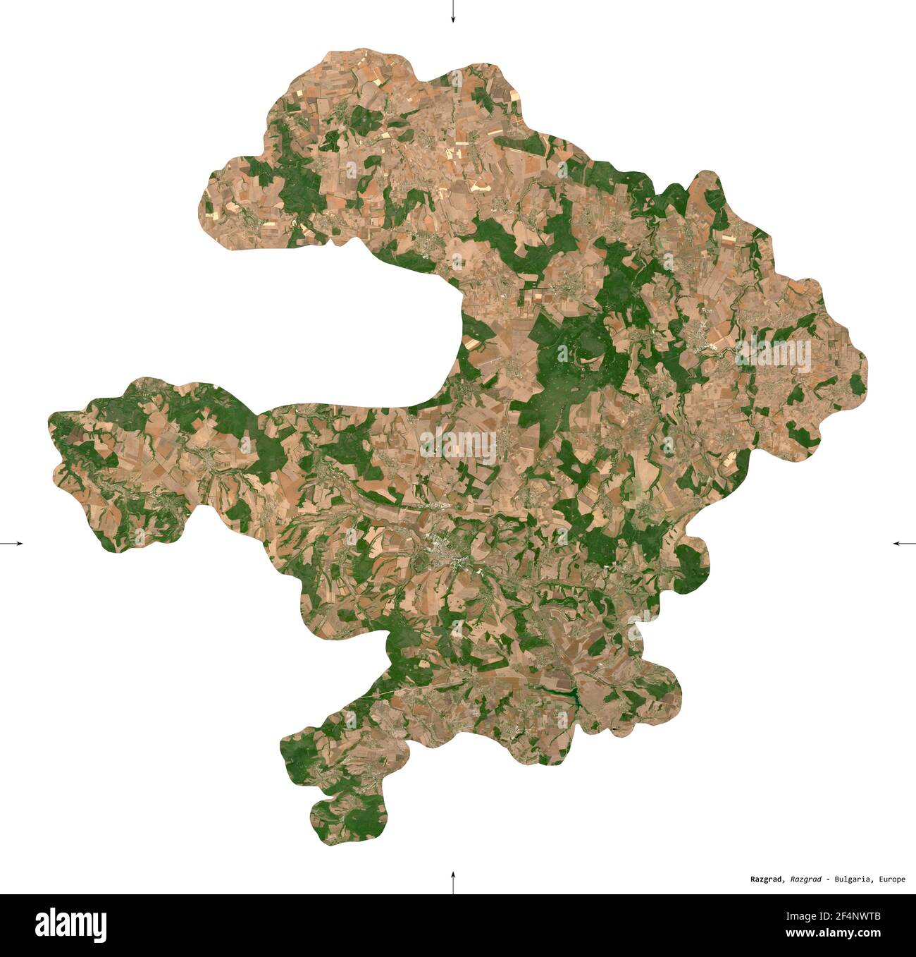 Razgrad, province of Bulgaria. Sentinel-2 satellite imagery. Shape ...