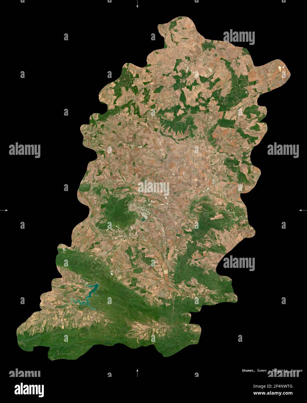 Shumen, province of Bulgaria. Sentinel-2 satellite imagery. Shape ...